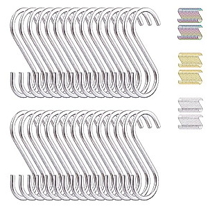 Evanda S Hooks for Hanging Pack of 30, Heavy Duty Stainless Steel Metal Mutil Purpose Hanger for Kitchen Pans, Pots, Utensils Tooks, Cups, Mugs, Clothes, Bags, Towels, Plants