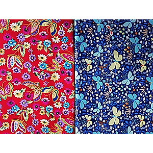 18" x 22" Fat Quarters Quilting Cotton Fabric Bundles for Sewing, 8 PCS Butterfly