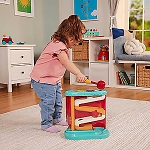 Battat – Pound & Roll – Baby Activity Toy Station with 1 Toy Hammer & 4 Balls for Kids 12 Months + (7-Pcs) , Light Blue