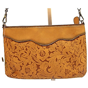 Genuine Leather Tooled with studd accents Small Cross Body Purse Handbag