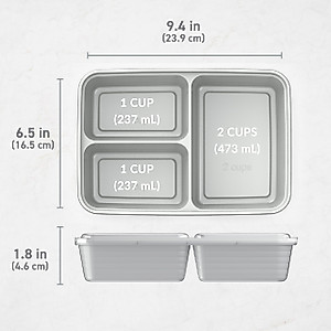 Bentgo® Prep 3-Compartment Containers - 20-Piece Meal Prep Kit with 10 Trays & 10 Custom-Fit Lids - Durable Microwave, Freezer, Dishwasher Safe Reusable BPA-Free Food Storage Containers (Silver)