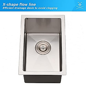 12 Inch Undermount Bar Prep Sink - WXOHF 16 Gauge Stainless Steel Single Bowl Bar Prep Kitchen Sink with Strainer & Bottom Grid