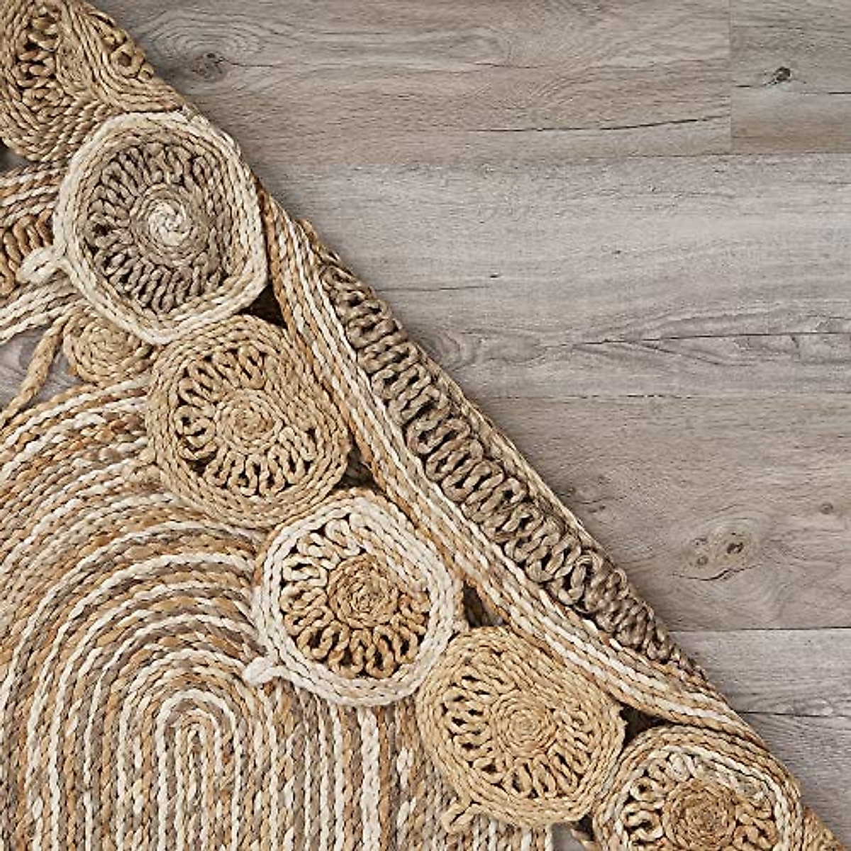 LR Home Natural Jute Area Rug 5'7" Oval Bleach Gray