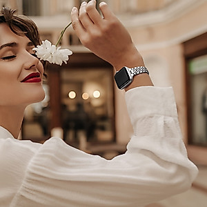 Secbolt Stainless Steel Slim Bands Compatible with Apple Watch 38mm 40mm 41mm iWatch Series 9/8/7/6/5/4/3/2/1/SE, Thin Bracelet for Women, Silver