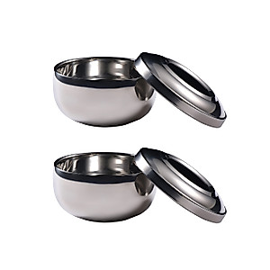 SEJONG COOK 2 Pairs KoreanStyle Double Wall Rice Bowl with High Strength Stainless Steel, Food Grade Stainless, Rice Bowl for Family, Korean Restaurant, Catering, Food Prep (2 Set)
