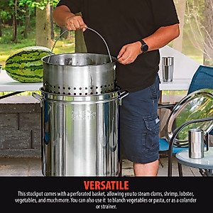 Chef's Secret 82 Quart Stainless Steel Stockpot w/Basket: Perfect for Soups, Boils, Stews and Tamales