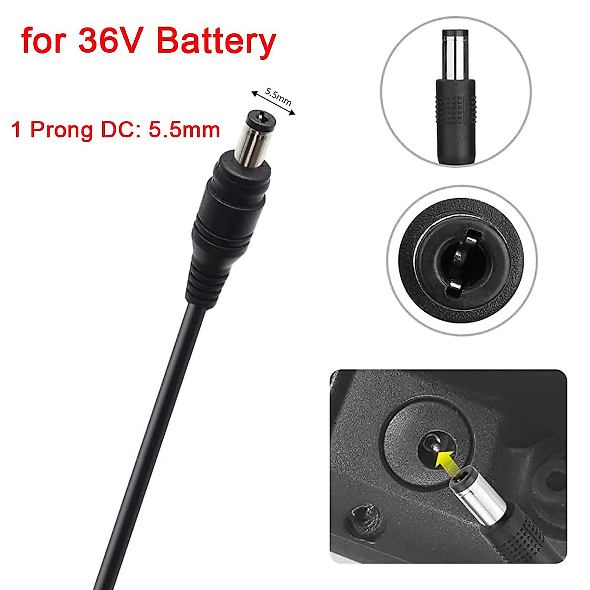 42V 2A Charger 1 Prong for 36V Electric Scooter Lithium Battery, Fast Smart Replacement for All Brands 36 Volt Electrical Escooter Ebike