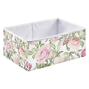 Rectangular Storage Baskets ,Flowers Fabric Storage Bin Organizer,Collapsible Storage Basket for Toy, Clothes,Books.Shelves Basket