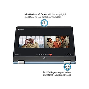 HP 2022 14" Touchscreen Chromebook x360 Convertible Laptop, Intel Celeron N4120 Processor, 4GB RAM, 64GB eMMC Storage, HD Webcam, Forest Teal, Chrome OS, 32GB SnowBell USB Card