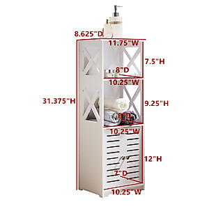 Kings Brand Furniture - Bathroom Floor Storage Cabinet, Side Toilet Cabinet with Door and Shelfs, White