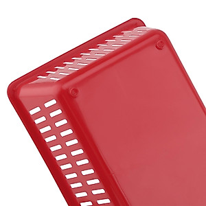 SHEUTSAN 30 Pack Small Red Storage Baskets, 6.1 x 4.5 x 2.3 Inch Mini Plastic Storage Baskets, Rectangular Plastic Tray Organizer for Home, Office