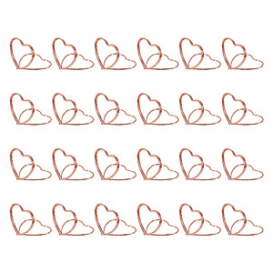 uxcell 24Pcs Heart Shape Table Number Holders Mini Place Card Holders Carbon Steel Picture Holders for Tables Centerpieces, Wedding Reception, Parties, Banquets, Rose Golden