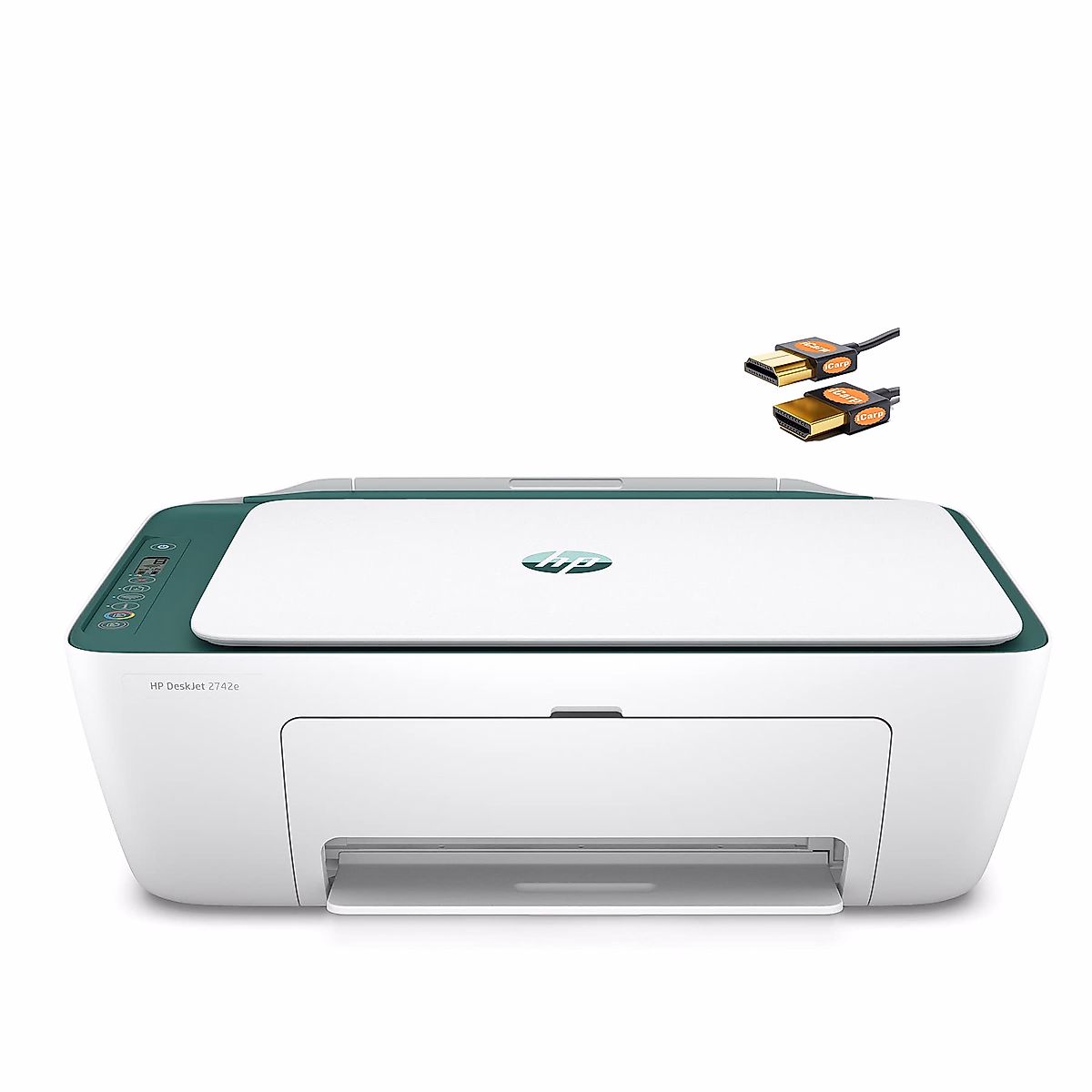 HP DeskJet 27 42e Series Wireless Inkjet Color All-in-One Printer - Print Copy Scan - Mobile Printing - USB Connectivity - Up to 7 ISO PPM - Up to 4800 x 1200 DPI - Sequoia + HDMI Cable