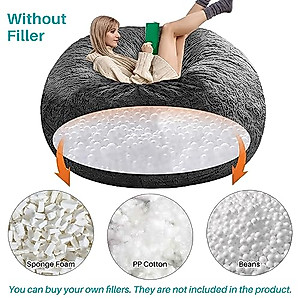 Big Huge Giant Bean Bag Chair for Adults, (No Filler) Bean Bag Chairs in Multiple Sizes and Colors Giant Foam-Filling Required- Machine Washable Covers, Double Stitched Seams (Dark Grey, 150 * 75cm)