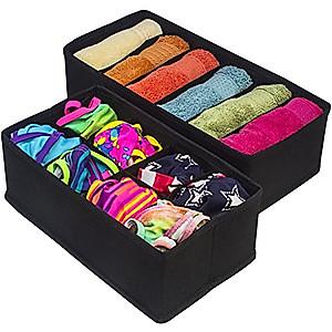 Sorbus® Set of 4 Foldable Drawer Dividers, Storage Boxes, Closet Organizers, Under Bed Organizer (Black)