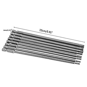 JUN-STORE SENMIAO-TH 8Pcs 150mm Long Magnetic Torx Security Electric Screwdriver Drill Bit Set