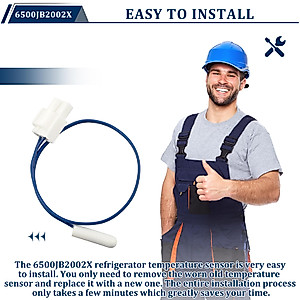 6500JB2002X Refrigerator Temperature Sensor Fits for LG, Replaces AP5594347 PS3636270 6500JB2002P 2651043 AH3636270 EA3636270, Refrigerator Thermistor for LG LFX25960SB LFX25960ST LFX25960SW