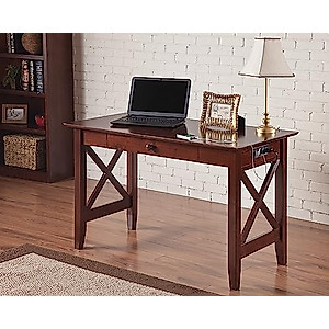 AFI Lexi Desk with Drawer and Charging Station, Walnut