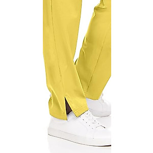 MediChic Mini Marilyn Womens Scrubs 4-Way Stretch Straight Leg Six Pocket Pants with Cargo Pockets Yellow