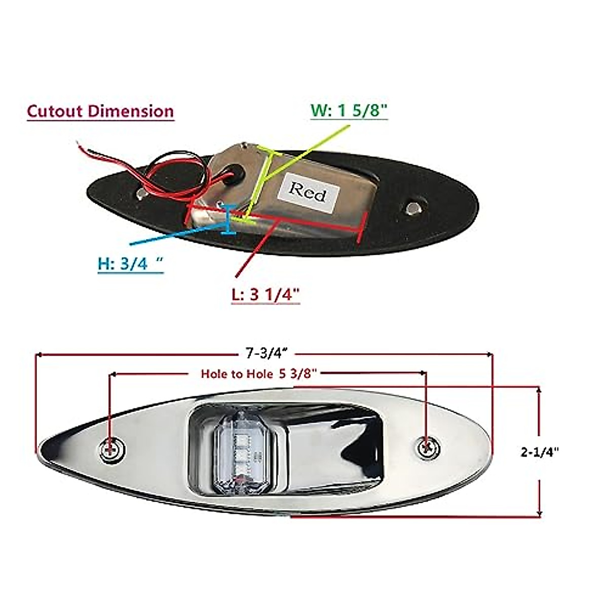 Marine Boat Navigation Lights, LED Bow Light, Boat Navigation Lights Red and Green, Vertical Mount Sidelight, 12 V, 2NM