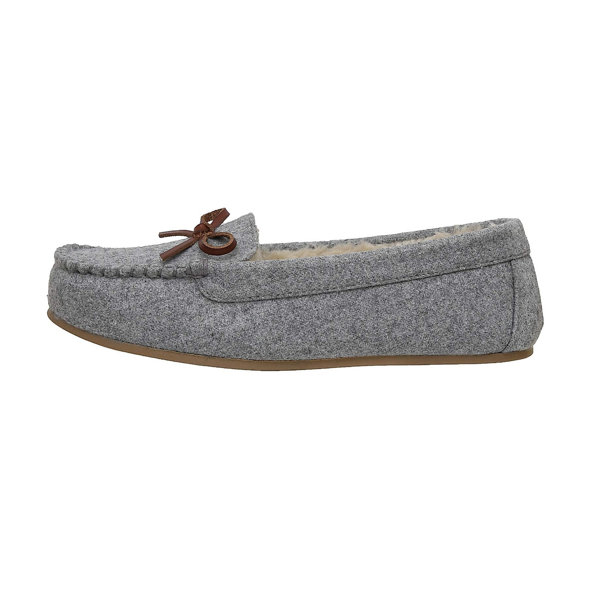 CUSHIONAIRE Women's Sabina Moccasin Slipper +Memory Foam, Grey Wool 10
