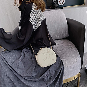 Little Bear Family Womens Circle Shoulder Bags Cell Phone Wallet Canteen Bag Flower Embroidered Bag