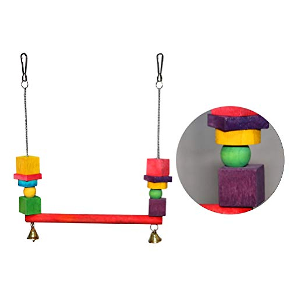 Balacoo Bird Cage Accessories Bird Toy Parrot Swing Perch Wooden Perch Toys for Medium and Large Parrots Cockatoo African Grey Macaws Bird Cage Accessories Bird Toy
