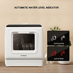 Dishwasher countertop，countertop dishwasher with water tank, leak-proof ，portable dishwasher with drying .360°spray with upper and lower double spray arms.With 5 washing modes.