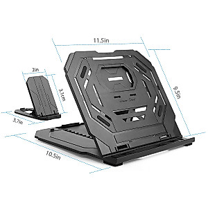 Frunsi Drawing Tablet Stand, Laptop Stand, Foldable Stand for Tablet Display, 9 Levels Adjustable Angles with a Built-in Phone Holder, for 12-17 inch Drawing Tablet, Smartphones