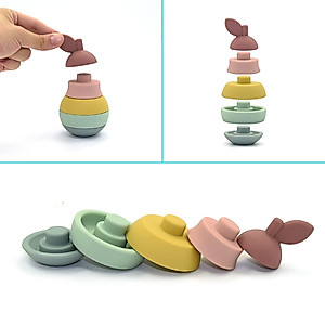 Rosie Bee Silicone Pear Stacker Toy for Kids, Toddlers, Babies - Baby Teether Toys, Stacking, Nesting, Sorting, Puzzle, Blocks, Travel, Bath, Sensory, Gift, Educational, Montessori