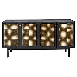 Safavieh Home Collection Piran Black and Gold 4-Door 2-Shelf Media (65-inch Flat Screen) TV Stand