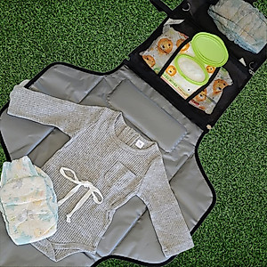 Portable Changing Pad–Grey-Convenient 2 in 1 Travel Diaper Changing Station Bag