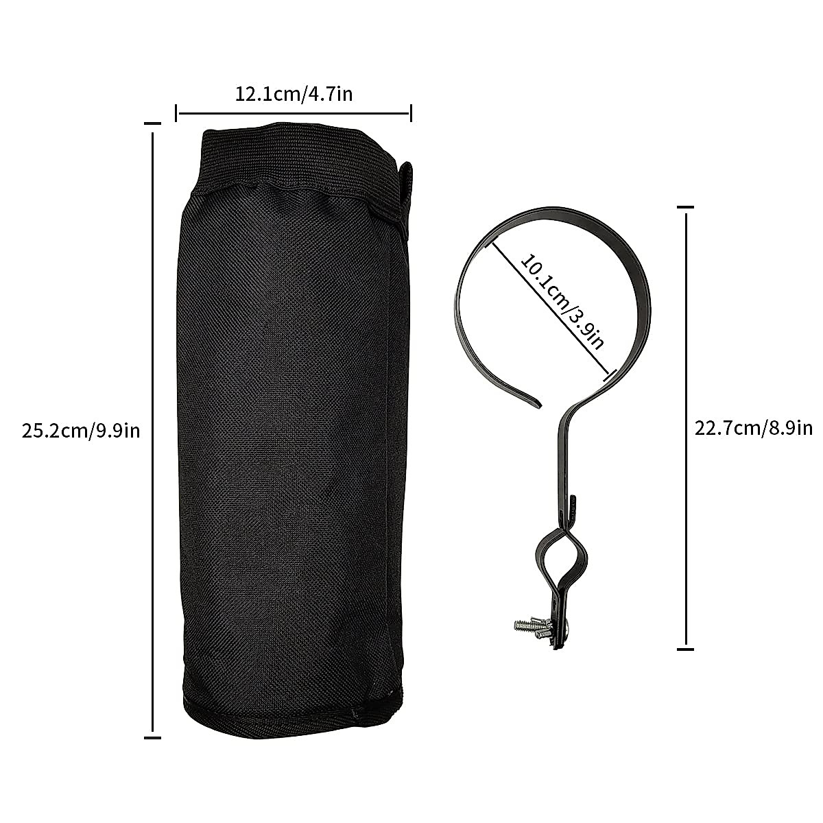 Drumstick Container Bag, Drum Stick Holder Drumstick Nylon Bag for Drum Set Clamp on Stick Holder Bag Container(black)