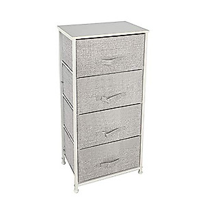 4-Drawer Storage Organizer Unit Dresser Storage Tower with Metal Frame for Clothing, Sweaters, Jeans, Blankets - White