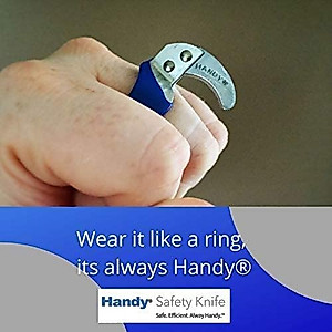 Razor's Edge Safety Knife - Utility Ring Knife for Finger with Sharp, Straight Blade - Ring Size 10 - Pointed Tip - Dozen - By Handy Twine Knife