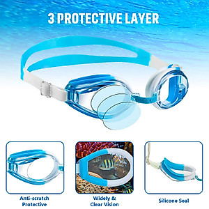 Frienda 8 Pcs Swim Goggles, Adjustable Silicone Swimming Goggles Crystal Clear Swim Glasses for Children and Teens(Mixed Colors)