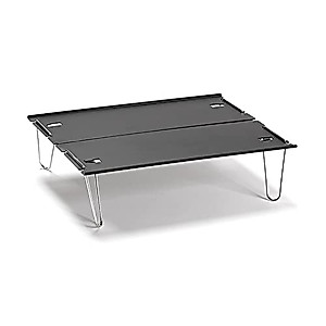 SUNESA Portable Picnic Table Mini Camping Folding Table Outdoor Portable Ultralight Splicing Aluminum Alloy Multifunction Camping Picnic Travel Hiking Table Foldable Camping Table (Color : Black)