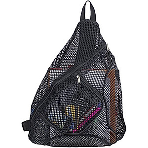 Eastsport Sporty Mesh Trap Single Strap Backpack, Black