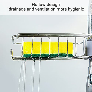 SooGree Kitchen Sink Organizer Over Faucet Sponge Holder,304 Stainless Steel Heavy Duty Thickening Hanging Faucet Drain Rack for Scrubbers,Soap,Bathroom,Detachable Storage Rack