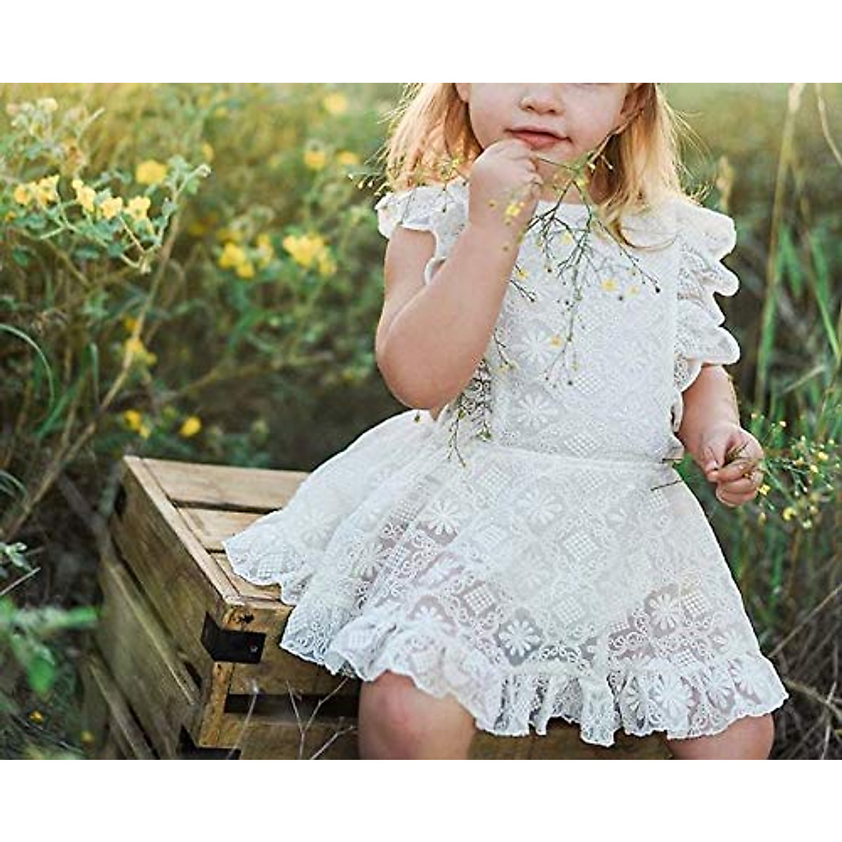 Baby Girl Lace Dress, Princess Dress Tulle White Party Wedding Summer Dress Clothes (White, 0-3Months)