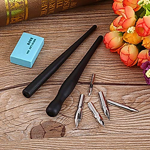 Delaman Calligraphy Dip Pens Set 5 in 1 Manga Artist Cartoon Comic Drawing Painting Tool Kit with Eraser 2 Pen Holders and 5 Nibs