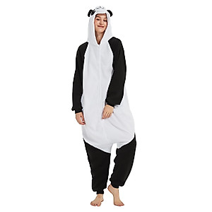Mango2wind Panda Onesie Adult Panda Costume Woman Man Panda Onesies Pajama (US, Alpha, Medium, Regular, Regular, Panda-Zip)