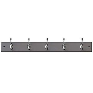 Home Basics Durable 5-Double-Hooks Wall-Mounted Hanging Rack, Grey | Place in Entry Way | Hanging in a Garage | Store Essentials Before You Leave The House