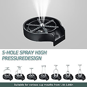 Cfeoerf Glass Rinser for Kitchen Sink Black Metal Kitchen Sink Glass Rinser Stainless Steel Sink Cup Washer Baby Bottle Rinser Bar Cup Washer Sink Attachment Automatic Flushing