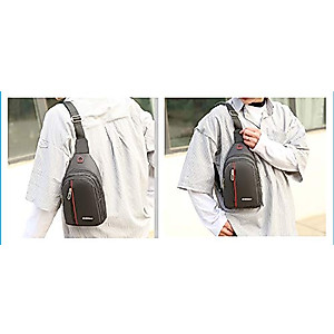 YERCHIC Small Sling Compact Crossbody Bag Chest Shoulder Travel Bag Casual Daypack for Men Women with Earphone Hole Water Resistant (Dark Gray)