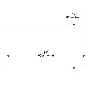Rectangle Floating Glass Shelf - 12 " x 24 " Inch - 3/8 " Inch Thick - Flat Polished