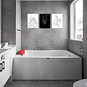 Minimalist Black and White Canvas Wall Art Love Painting for Couples Bedroom Line Drawing Art Poster Prints Framed Artwork Pictures Bathroom Living Room Wall Decor Ready to Hang