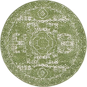 Unique Loom Bromley Collection Area Rug - Wells (3' Round, Green/ Ivory)
