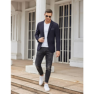 COOFANDY Sport Coats for Men Sports Blazer Fitted Casual Suit Jacket Fashion Athletic Fit Blazers Navy Blue, X-Large
