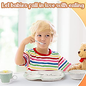 Roshtia 10 Pcs Cartoon Bamboo Kids Dinnerware Set Dinosaur Car Plate and Bowl Set Dishwasher Safe Kids Dish Set Toddler Plates and Utensils Set Car Dinosaur Forks and Spoons for Kids with Cup